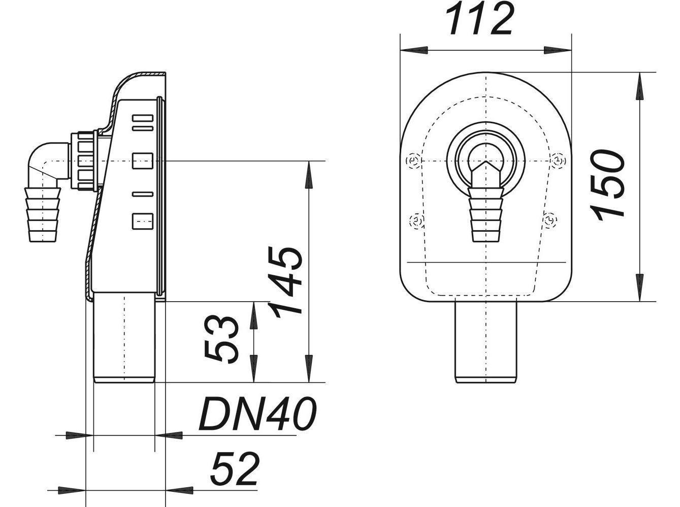 Waschgeräte-Siphon HL 410, DN 40